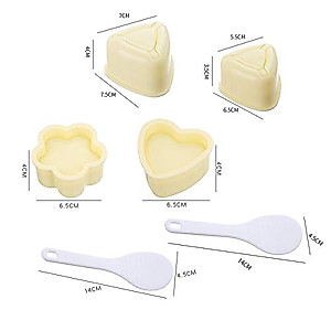 Triangle Sushi Mold,Heart-shaped Sushi Mold, Plum Blossom Sushi Mold Form Sushi Mold Onigiri Rice Mold DIY Tool, Yellow(6pcs)