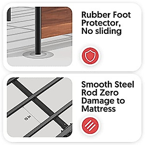 Nazhura Metal Queen Size Bed Frame Steady Platform with Engineered Wooden Headboard/Footboard (Queen)