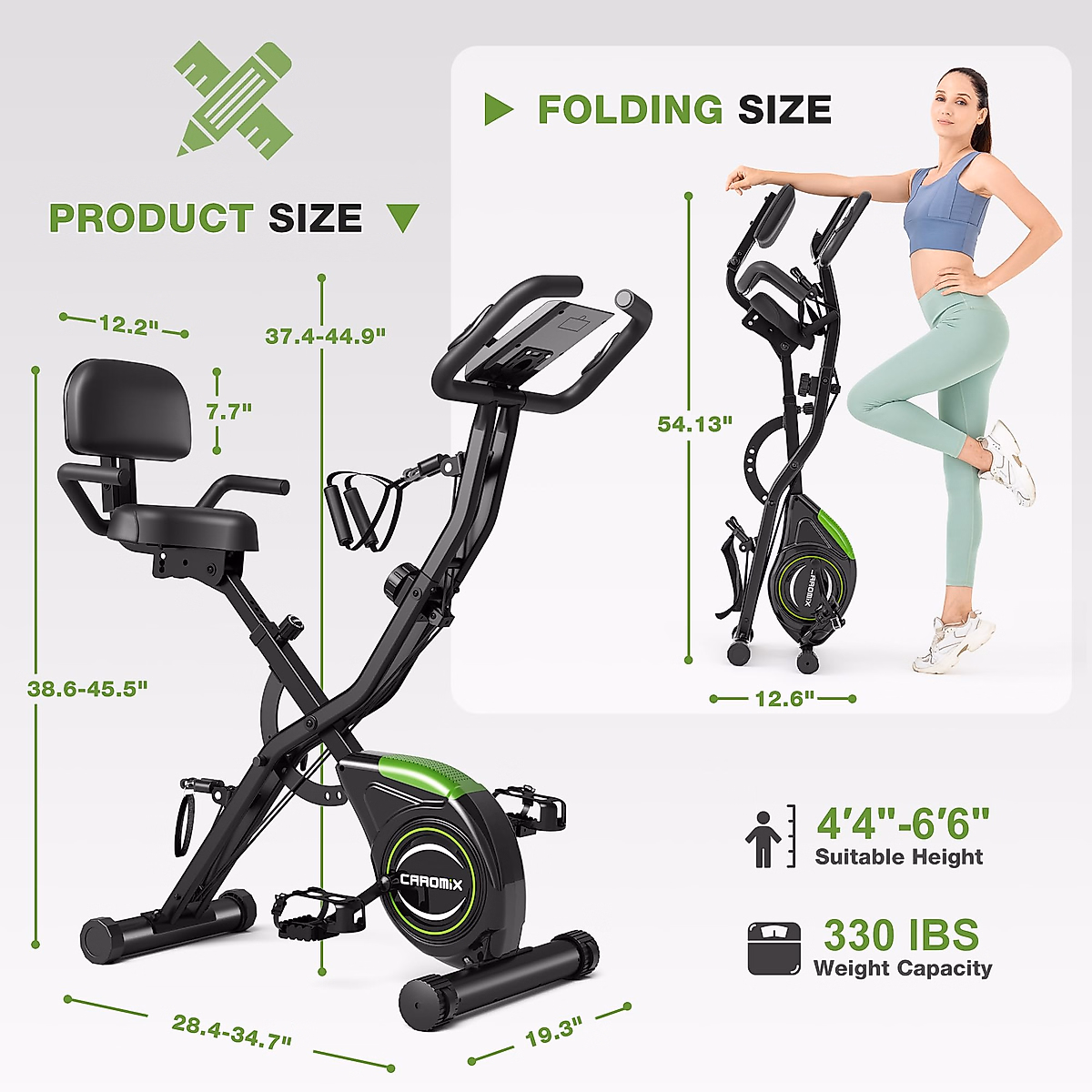 GOIMU Folding Exercise Bike, 4 in 1 Stationary Bike for Home Workout with 16-Level Adjustable Resistance, Indoor Cycling Bike with 330LB Capacity, Magnetic Workout Bike with Comfortable Seat Cushion…