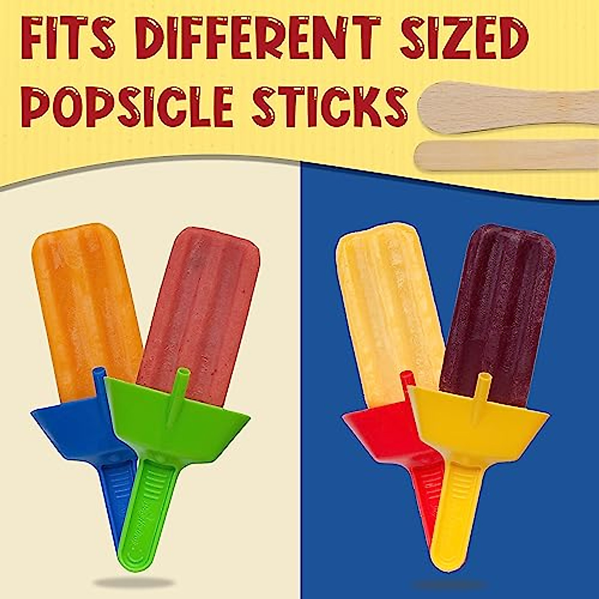 THE ORIGINAL Pop No Drop Popsicle Holder - BPA Free & Dishwasher Safe - Mess-Free Frozen Treats Holder with Straw - No Drip Drop Ice Pop Popsicle Holders for Kids & adults - 2 Random Color (not 4)
