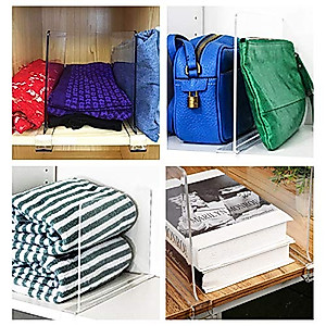 Hmdivor Clear Acrylic Shelf Dividers, Closets Shelf and Closet Separator for Organization in Bedroom, Kitchen and Office Shelves (6 Pack)