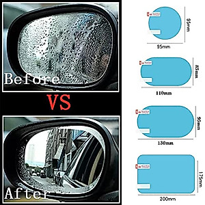 2PCS Film Anti Rain Water Repellent Film Car Mirror Window Clear Films Anti Dazzle Rearview Mirror Anti Fog Rainproof Film (Elliptic-110x85mm)