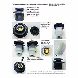 Westbrass 593244-26 White 1-1/2" Tubular Tip Toe Bath Waste Drain Kit, Polished Chrome