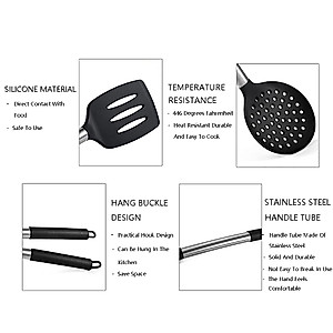 oiuwuig Cooking Utensils Set, Kitchen Utensils 17pcs Cooking Utensils Set, Heat Resistant Non-stick Silicone Kitchen Spatula Set with Stainless Steel Handle (BPA Free, Non Toxic)
