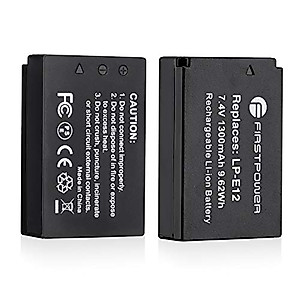 FirstPower 2 Pack LP-E12 Batteries Compatible with Canon EOS M50, EOS M50 Mark II, EOS M, EOS M2, EOS M10, EOS M100, EOS M200, SX70 HS, Rebel SL1 Mirrorless Digital Cameras