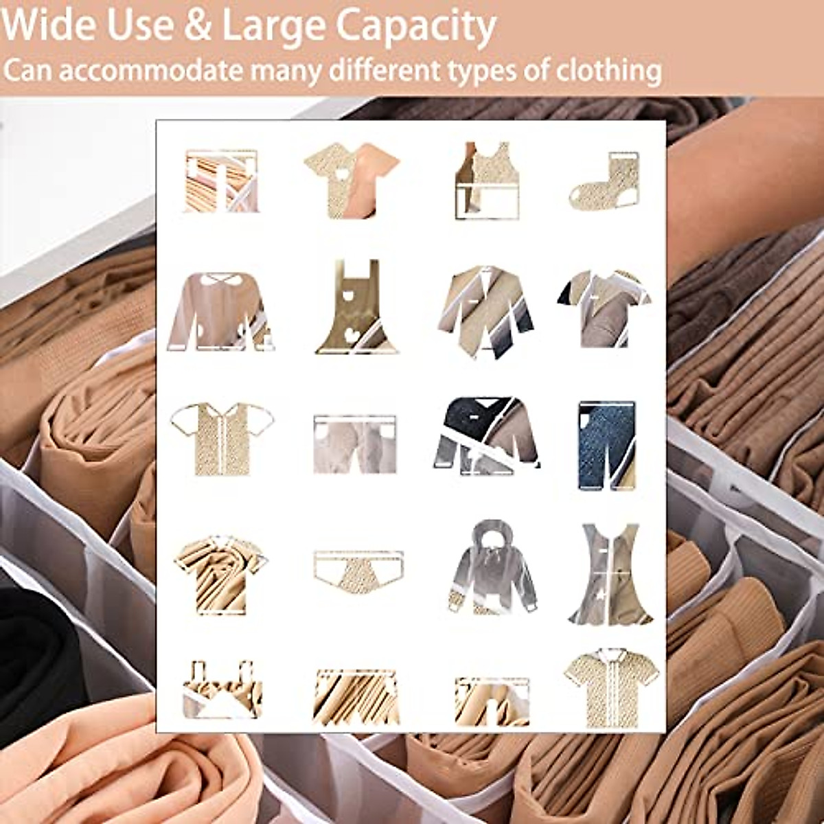 OHEMDI 3 Pcs Wardrobe Underwear and Socks Organizer and Drawer Organizer for Small Size Foldable Clothes for Women and Men