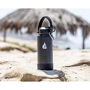 HYDRO CELL Paracord Handle for Wide Mouth Water Bottles - Carrier Strap w/Attachment Ring and Carabiner Accessory. Compatible w/ 64oz, 40oz 32oz, 24oz, 18oz, 14oz Insulated Bottles