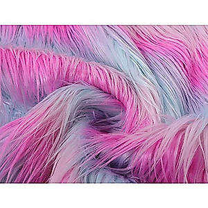 LOOGOOL Rainbow Faux Fur Fabric Long Pile Fur Soft Patchwork Sheet Warm Fabric Material for Clothing Dress Bags Sewing Craft DIY Supplies, 8x12 Inch