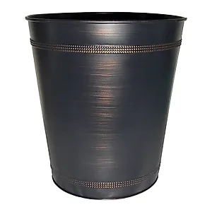 nu steel Set of 2 Round Metal Small 2.5 Gallon Recycle Trash Can Wastebasket, Garbage Container Bin for Bathrooms, Kitchen, Bedroom, Home Office - Durable Stainless Steel - Oil Rubbed Bronze Finish