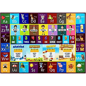 MOMOTOYS Alphabet Rug, 78" x 60" Educational & Imaginative Play Mat for Toddlers 2-4 Years, Soft Non-Slip Nursery Rugs & Playroom Floor Mat, Perfect for Classroom Decor