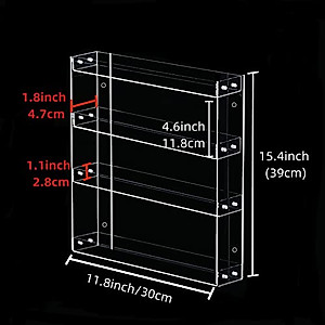 HEYJOY FloatingShelves Clear Acrylic Display Risers Wall Mounted Storage Stand 4 Tiers for Funko Pop Action Toy Pantry Cupboard Room Bathroom(11.8x1.8x15.4inch)