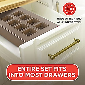 Elbee Home 8-Piece Nonstick Space Saving Bread Baking Pan Set - Includes Large Roasting Pan - Bread Loaf Pan - Baguette Pan - Cooling Rack - 8-Cavity Mini Loaf Pan Aluminized Steel - PFOA & PFOS Free