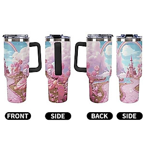 STVNKML 40 Oz Tumbler with Handle Candy Land Stainless Steel Coffee Mug Reusable Travel Mug Leak-proof Insulated Car Cup Large Capacity Tumbler for Travel, Outdoor, Home Use (Black)