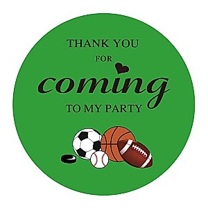 MAGJUCHE Sports Thank You Stickers, Kids All Sports Themed Birthday Party Favor Sticker Labels, 2 inch, 40-Pack