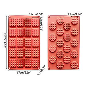 Silicone Waffle Mold Set, 2PCS/Set 18/20 Cavity Mini Silicone Waffle Mold Waffle Maker Mould, Non-stick Cake Cookie Chocolate Making Mold for Baking (C)