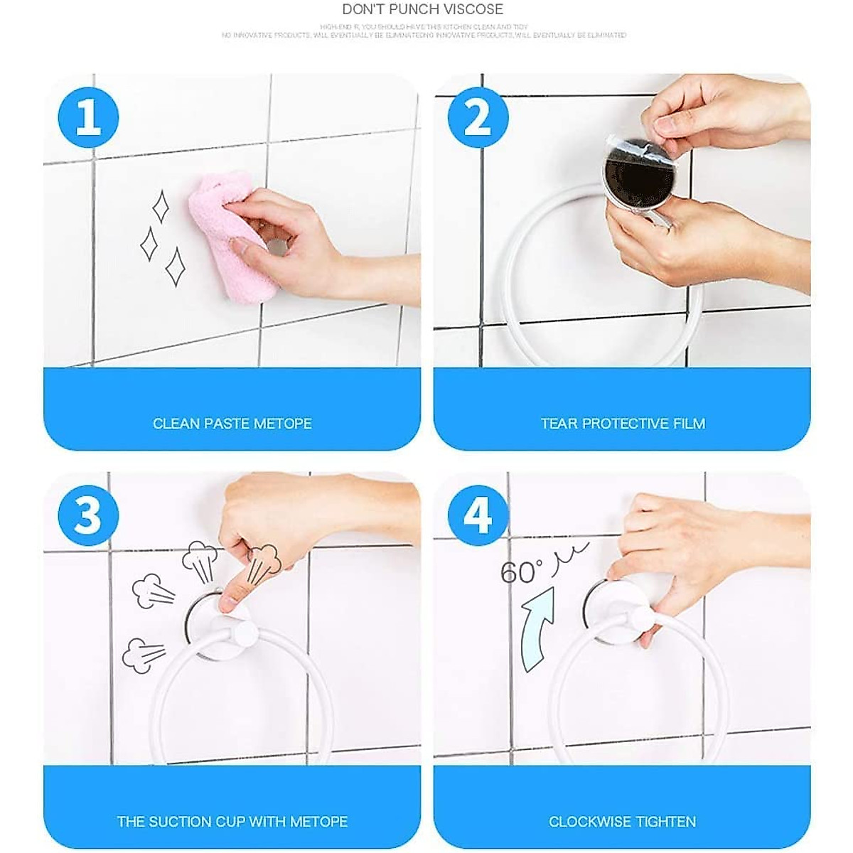 YXCNP Hanging Towel Rack, Bathroom Hanger Kitchen Towel Hook Storage Rails Free Punch Sucker Drying Towel Bath Towel Holder/White