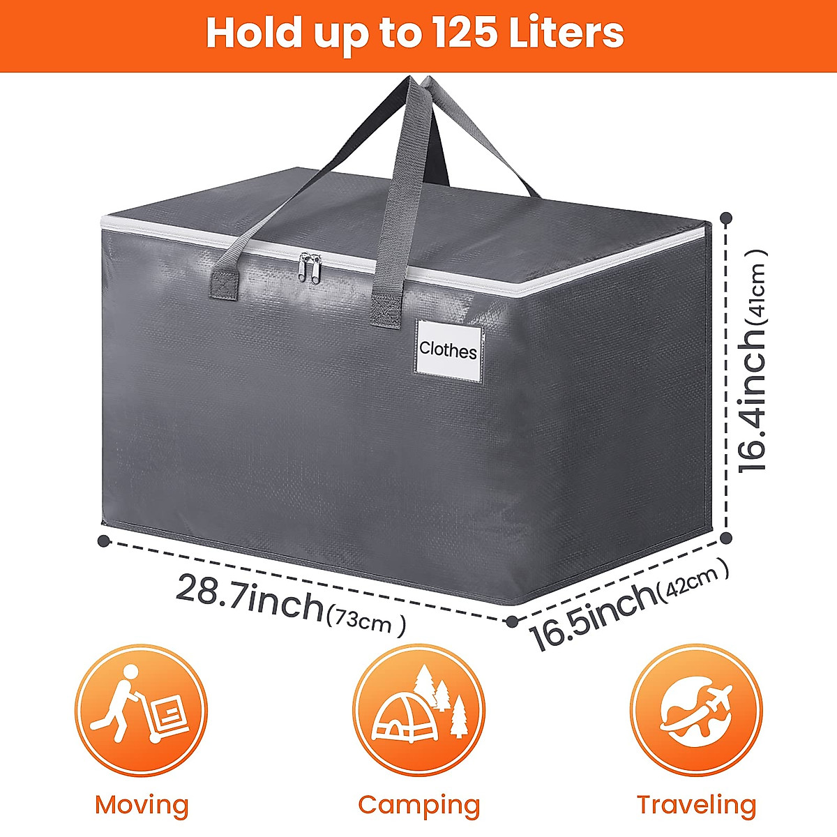 BlissTotes Large Moving Boxes and with Zippers & Handles Moving Supplies with lids, Heavy Duty Totes for Storage Bags for Space Saving, Fold Flat, Moving and Storing 125L, 6 Pack