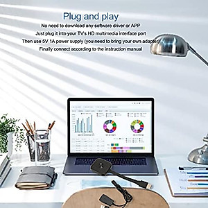 PUSOKEI 1080P Wireless HDMI Display Dongle, WiFi HDMI Adapter, Laptop/Pad/Phone to HDMI Adapter, NO Setup, NO APP Required, Video Mirroring Dongle for iOS Android