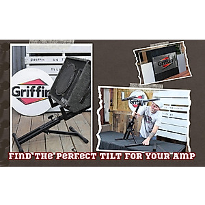 Guitar Combo Amplifier Stand by GRIFFIN | PA Speaker Karaoke Monitor Holder | Low Profile Pro-Audio Amp Tilt Back Mount Stand | Adjustable Speaker Cabinet Stage Equipment Platform Riser & Studio Chair
