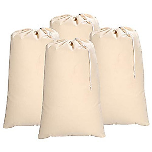 Heavy Duty Laundry Bag,Canvas Laundry Bags,Cotton Laundry Bag with Drawstrings, Easy to Carry,Washable Laundry Bag,Santa Bag,Laundry Hamper Bags 24x36 inch -Natural (Set Of 4 Pieces)