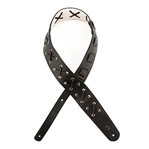 D'Addario Guitar Strap - Guitar Accessories - Electric Guitar Strap, Acoustic Guitar Strap, Acoustic Electric Guitar Strap & Bass Guitar Strap - Laced - Black