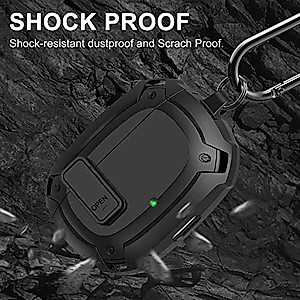 Case for New Beats Studio Buds + (2023) / Beats Studio Buds 2021, Secure Lock Hard Rugged Cool Protective Cover for Beats Studio Buds Plus Case, Wireless Earbuds Case Accessories with Keychain, Black