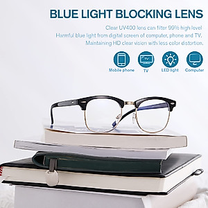 Pro Acme Blue Light Blocking Glasses Semi Rimless Frame Filter Blue Ray Computer Glasses (Matte Black)