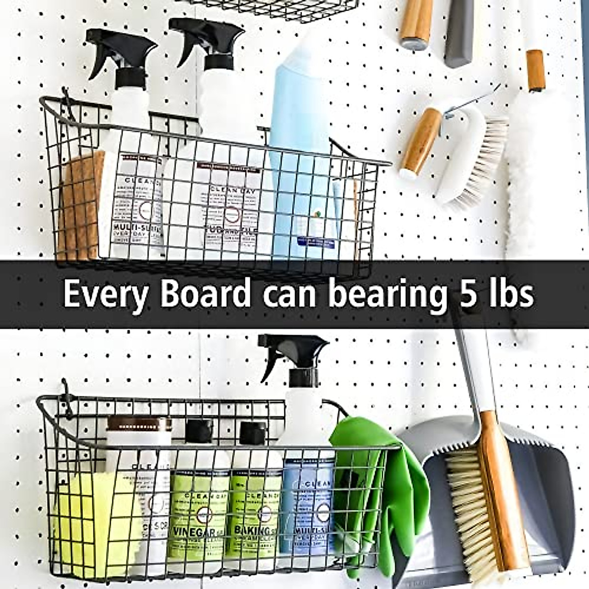 LANSI 4Pcs Peg Board, Pegboard Wall Organizer Panels, White Pegboard Wall Mount, ABS Pegboard for Craft Room Garage Kitchen Workshop, ABS Peg Boards Easy Installation (White)