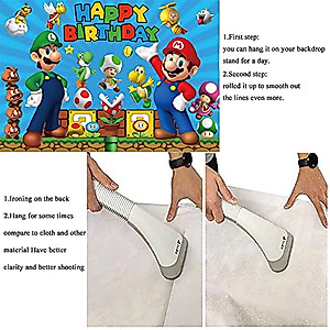 chaungda 8x6ft Super Mario Gold Coin Video Game Happy Birthday Theme Photography Backdrops Children Boys Birthday Party Photo Backgrounds