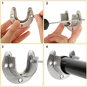 DAOST 16 Pack Closet Rod Bracket 1 1/4 Inch Closet Rod Holder Stainless Steel Closet Pole Socket Heavy Duty Closet Rod Support Closet End Support for Closet Shower Rod with Screws (U Shaped, 32mm)