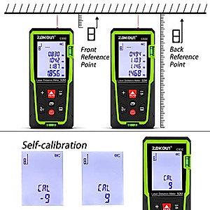 Zokoun Laser Distance Measure 165Ft, Backlit LCD, M/in/Ft with High Accuracy Pythagorean Mode, Measure Distance, Area and Volume, Record Storage 99 Data and Include 2 AAA Battery (CS50)