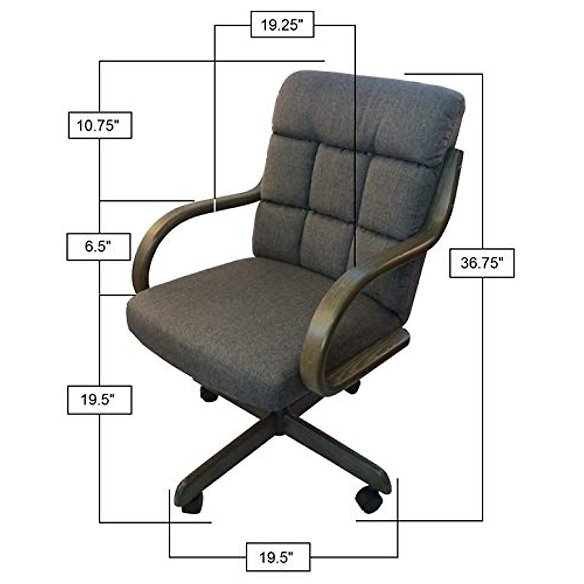 Caster Chair Company Garrett Swivel Tilt Caster Dining Arm Chair in Smoke Tweed Fabric (1 Chair)