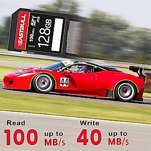 EASTBULL 2-Pack SD Card 128GB U3 V30 High-Speed 100MB/s Read Class 10 SD Card SDXC Memory Card for Camera, Full HD Video, with 2 Mini Case (128GB, 2 Pack)