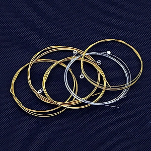 Acoustic Guitar Strings Nickel Alloy Strings Set, 6 Guitar Stings, E-010, B-013, G-023, D-030, A-036, E-046, Clear and Gold