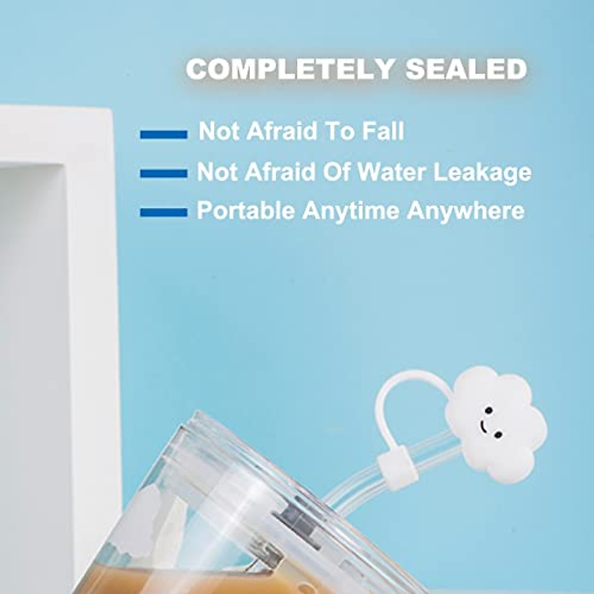 2023 New Straw Cover Cloud, 12Pcs Silicone Cloud Straw Covers Protector, Splash Proof Straw Tips, Reusable Drinking Straw Lids for Straw Tips Bottle Accessories