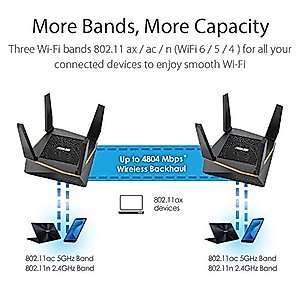 ASUS AX6100 WiFi 6 Gaming Mesh Router (RT-AX92U 2 Pack) - Tri-Band Gigabit Wireless Internet Router, Gaming & Streaming, AiMesh Compatible, Included Lifetime Internet Security, Adaptive QoS