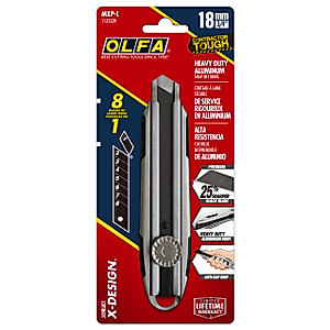 OLFA 18mm Heavy-Duty Utility Knife (MXP-L) - Multi-Purpose No-Slip Grip Precision Knife w/All Aluminum Handle & Snap-Off Blade, Custom Cutting Depth, Replacement Blades: Any OLFA 18mm Blade