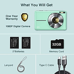 Digital Camera 1080P 44MP Kids Camera Digital Point and Shoot Camera with 32GB Memory Card,16X Zoom Vlogging Camera for Children Boys Girls Students