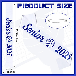 Vinsatin White Senior Sash 2025 Satin Sashes Senior Graduation for Graduated Cheerleader Celebration(6 Set,Volleyball)