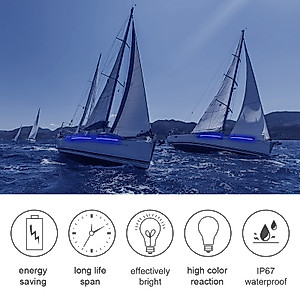 Obcursco Blue Pontoon Led Boat Lights, Waterproof Boat Light for Night Fishing, Boat Interior Lights, Marine Deck Light, Courtesy Lights for Fishing Boat, Yacht, Bass Boat and Jet Ski