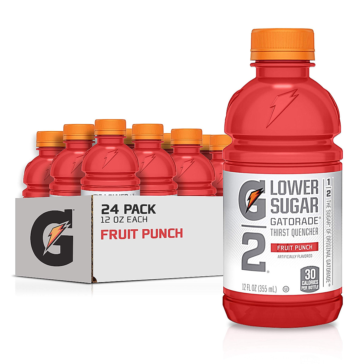 Gatorade G2 Thirst Quencher, Lower Sugar, Fruit Punch, 12 Ounce Bottles (Pack of 24)