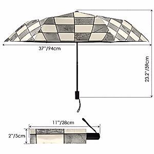 JUNZAN Plaid Repel Umbrella Windproof Travel Umbrella - Compact, Light, Automatic, Strong and Portable - Wind Resistant, Small Folding Backpack Umbrella for Rain - Men and Women