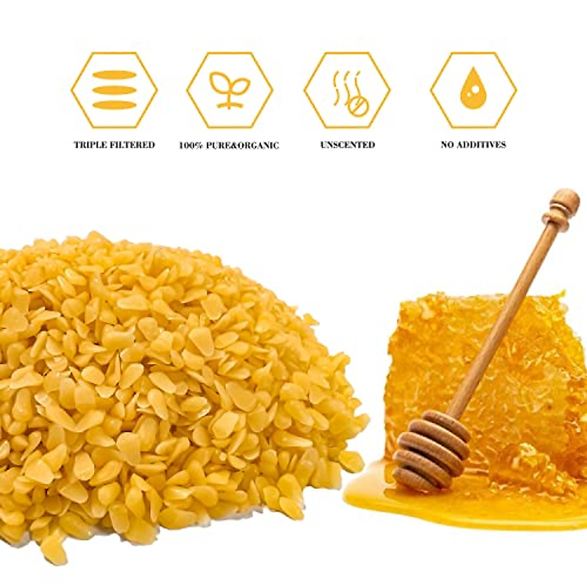 Beeswax Pellets 2LB(32 oz), TRINIDa 100% Organic Yellow Bees Wax for DIY Candles, Beeswax for Candle Making, Skin, Body, Face, and Hair Care, Lotions, DIY Creams, Lip Balm and Soap Making Supplies