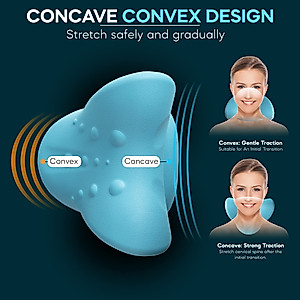 Neck Stretcher Cervical Traction, FSA HSA Eligible, Neck and Shoulder Relaxer for Pain Relief, Ergonomic Neck Pillow, Neck Hump Corrector, Cervical Spine Alignment, Neck Curve Corrector (Light Blue)