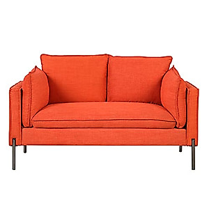 56INCH Loveseat Sofa Couch, Modern Upholstered Linen 2 Seat Sofa with Metal Legs, Loveseat Couch for Living Room
