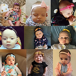 WillingTee Baby Girls Headbands Tiny Bows 2.75" Grosgrain Ribbon Hair Bow Hair Band Hair Accessories for Baby Girls Infants Toddlers Kids Newborns