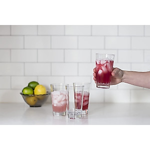 Puraform Clear Tritan High Ball, Tall Drinking Glass, 16oz Drinkware | Set of 4 | Unbreakable, Shatterproof, Dishwasher Safe, Kid Proof | Perfect for Everyday Use, Parties, Pools, and Events