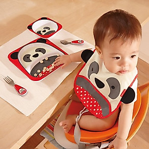 Skip Hop Baby Zoo Little Kid and Toddler Feeding Melamine Divided Plate and Bowl Mealtime Set, Multi Pia Panda