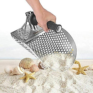 YtotY Beach Sand Scoop with Handle, Metal Detecting Tool,Beach Underwater Treasure Hunting, Stainless Steel Water Metal Detecting Tool Digging Shovel Fast Sifting Metal Detector…
