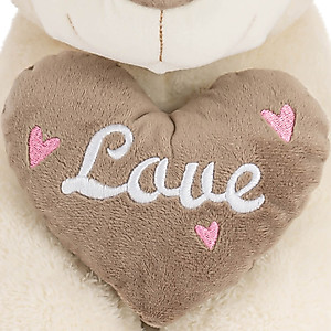 MODIFYI Plush Toys, Gift Toy, Huggable Dog Stuffed Animal Toy, Hugging A Heart-Shaped Toy, Soft and Lovely Plush Puppy, Washable, Suitable for Newborns, Toddlers, Kids, Multi, Beige, 9"